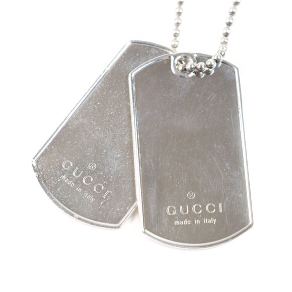 Gucci | Jewelry | Gucci 925 Silver Double Dog Tag Ball Chain Necklace ...
